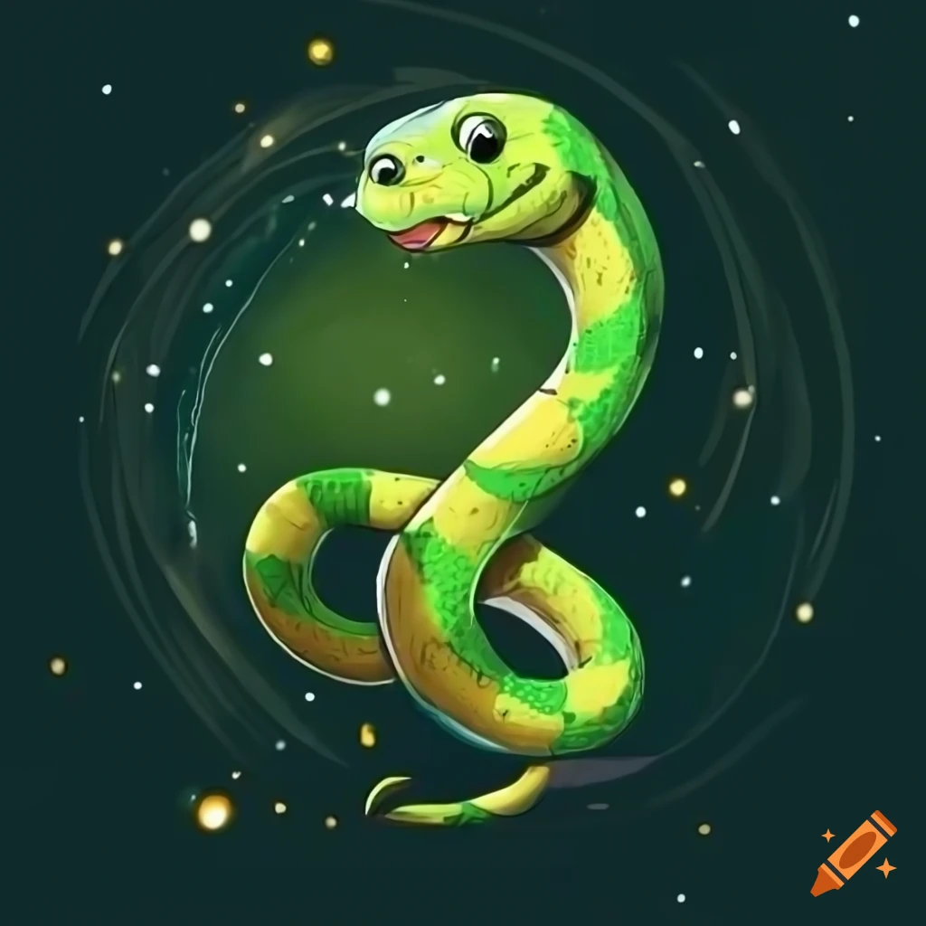 Cartoon snake in outer space