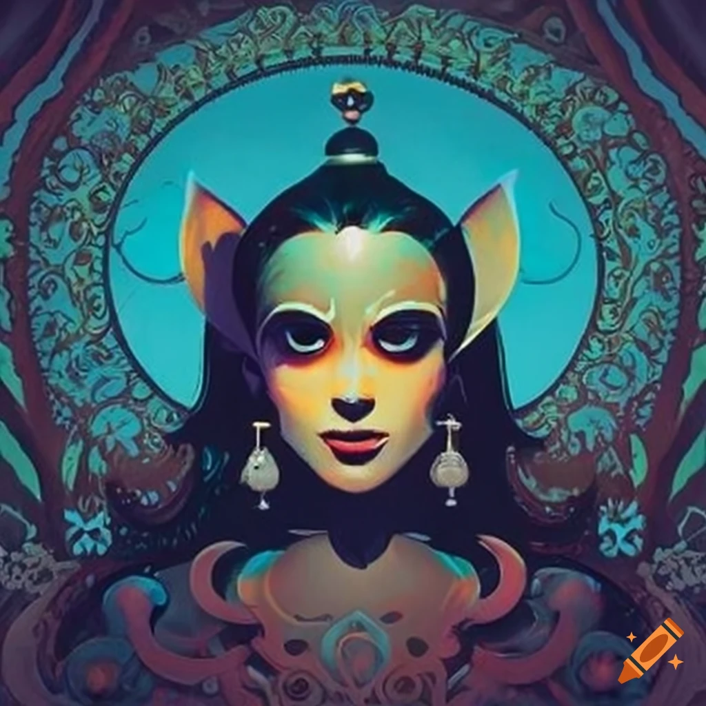 Vibrant psychedelic art influenced by Joao Ruas, Frank Frazetta, and ...