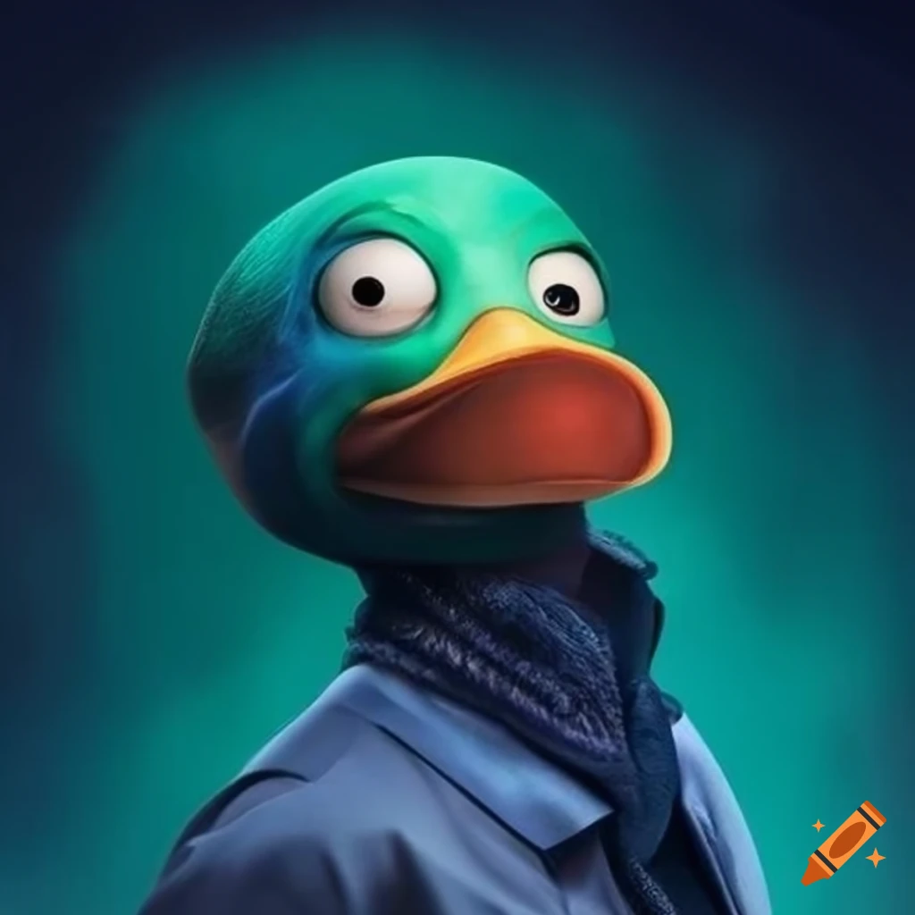 Movie poster featuring a man in a duck mask on Craiyon