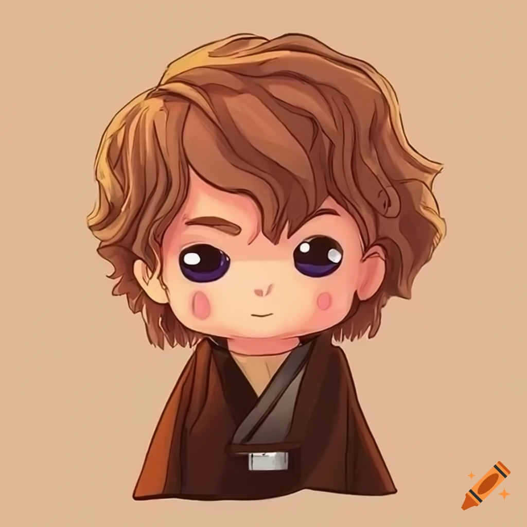 Cartoon depiction of anakin skywalker with lightsaber on Craiyon