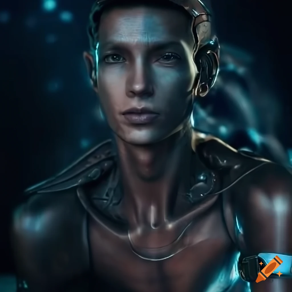 Stunning cyborg in a futuristic environment on Craiyon