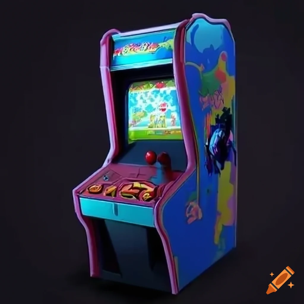 Retro arcade game machine on wheels