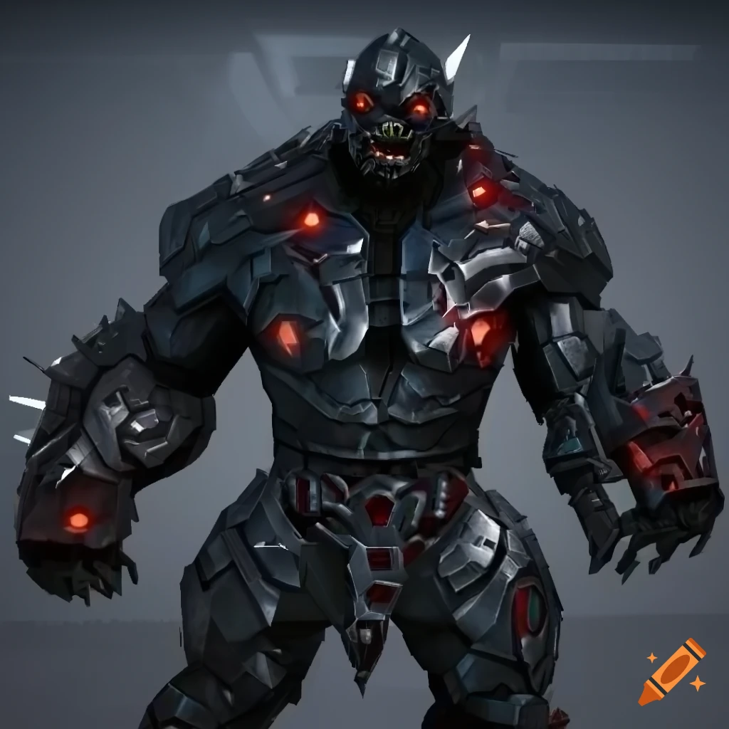 Image of a black-rocky golem with red hair and red eyes on Craiyon
