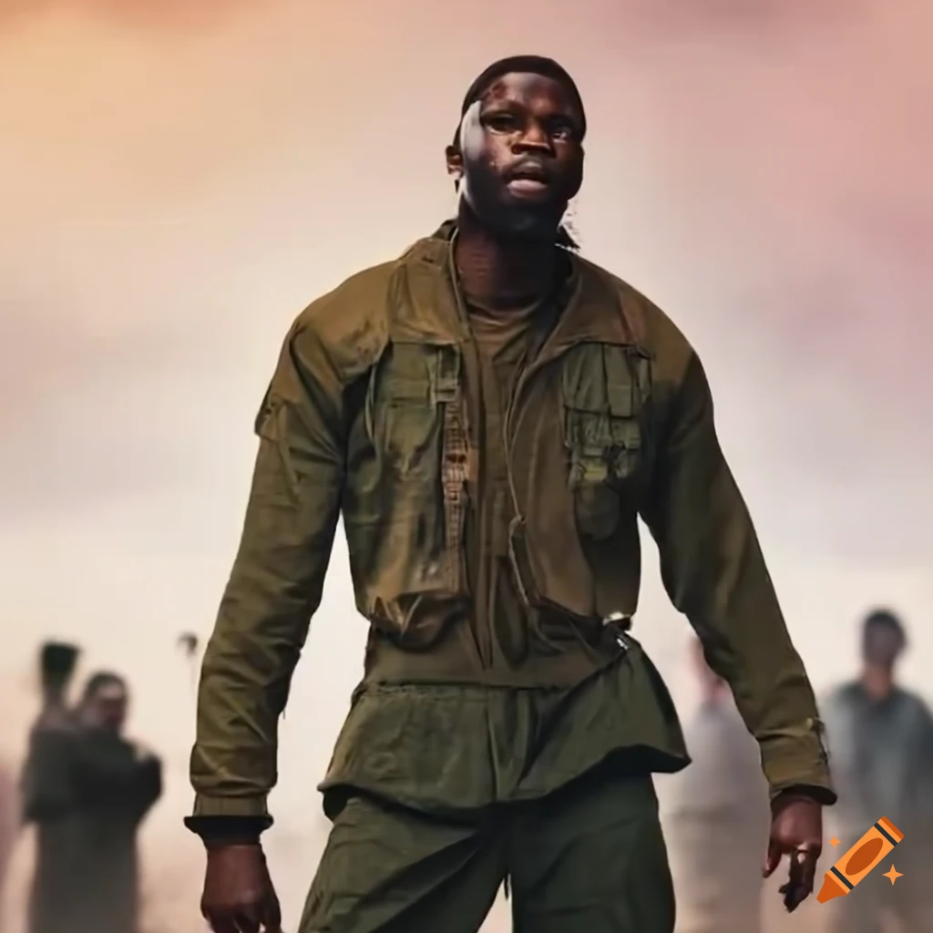 Photo of a black man leading a crowd in a rally