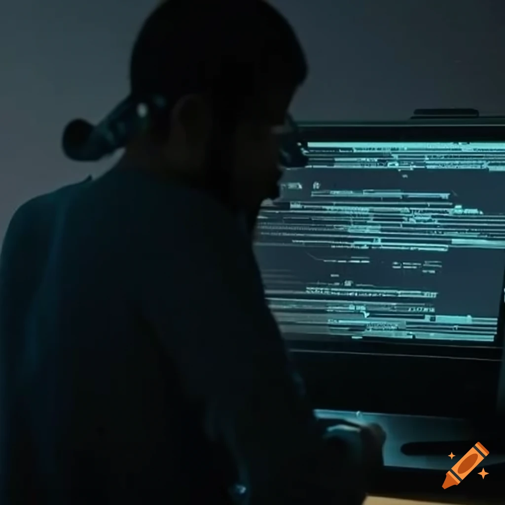 Dark-themed image of a programmer coding