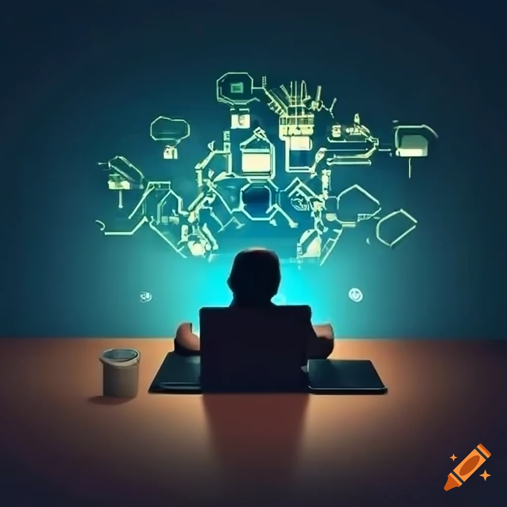 Innovative brainstorming at a computer on Craiyon