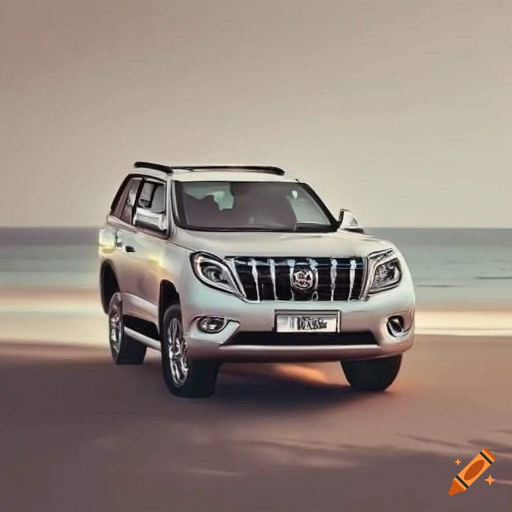 White prado 2014 model car with number plate 25383