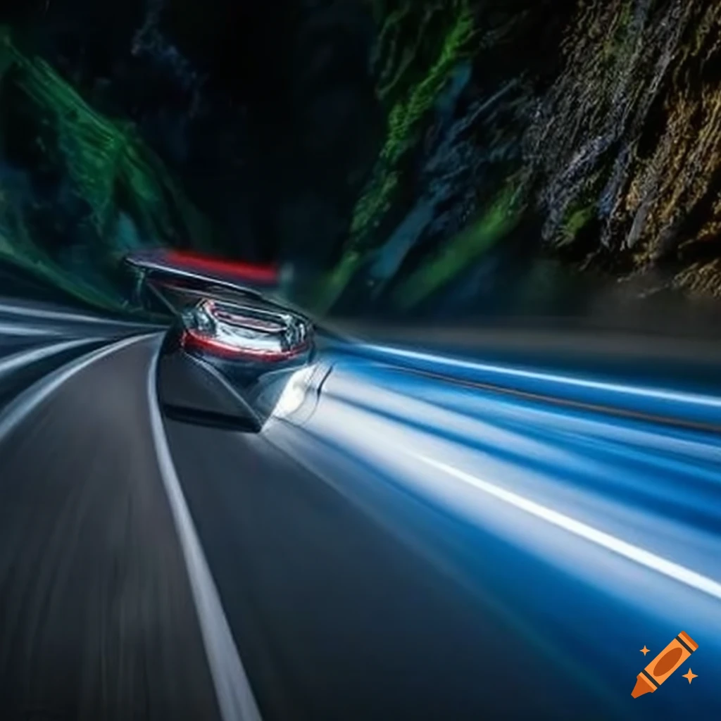 Racing Car Speeding Down The Road