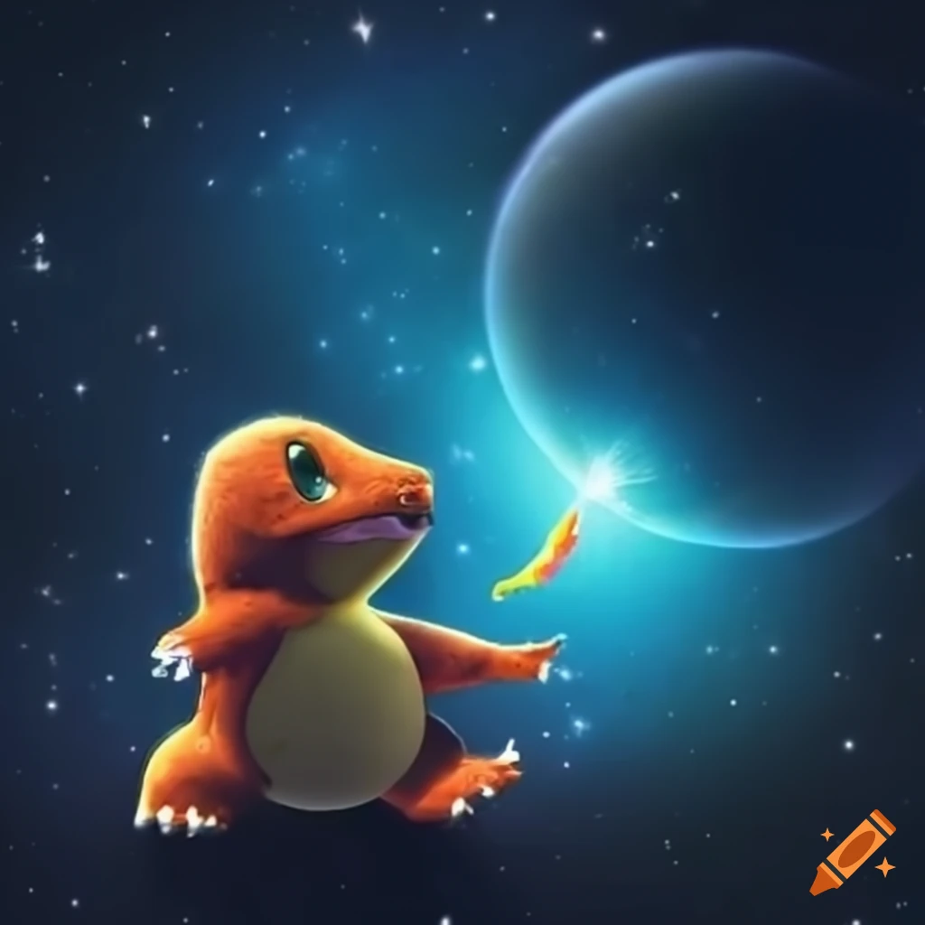 Charmander as a capricorn with planets in space