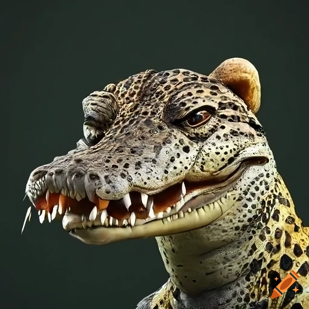 Realistic depiction of a crocodile/leopard mix on Craiyon