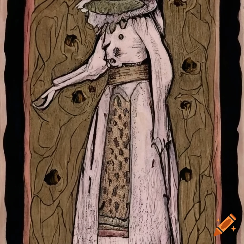 Tarot card of a blindfolded beekeeper woman with eldritch bees on Craiyon