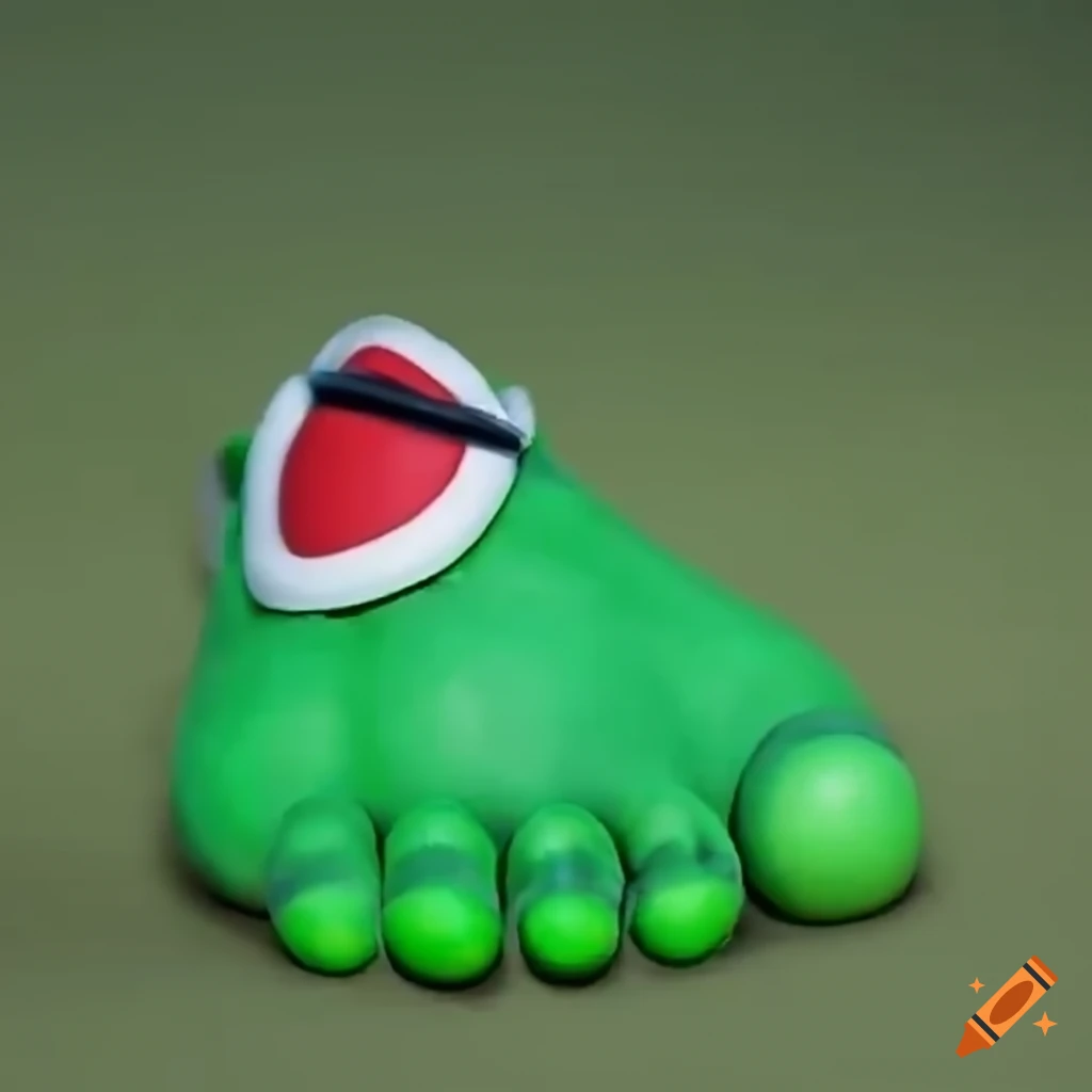 Close-up of yoshi's green feet