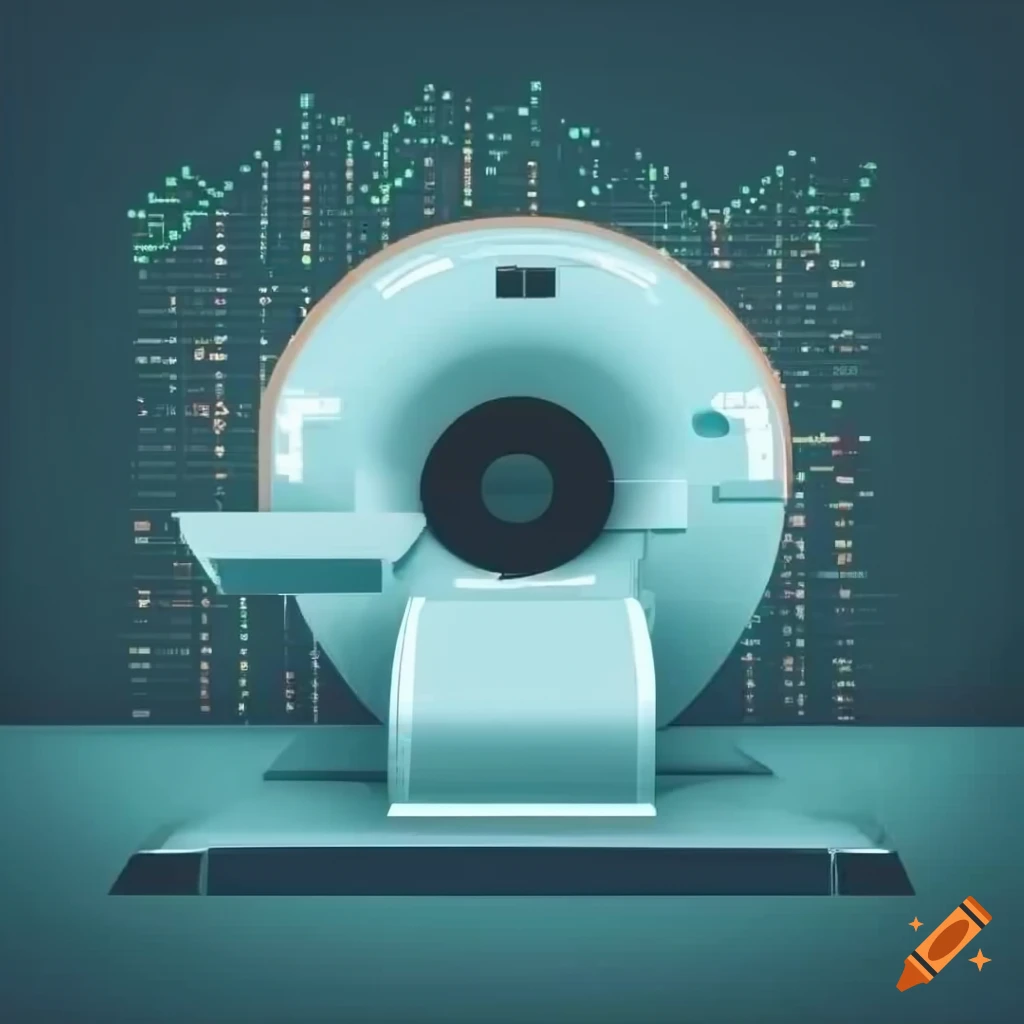 Mri machine with financial charts background