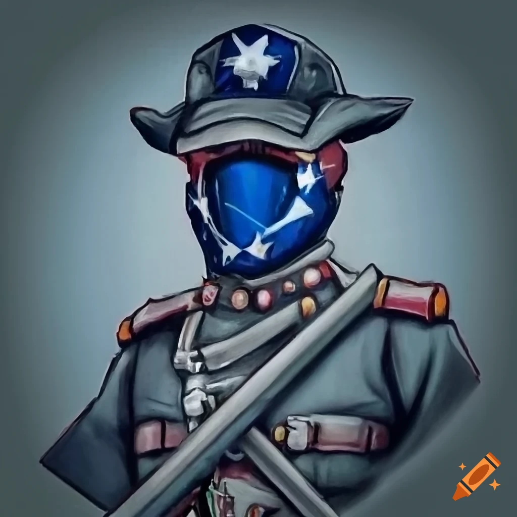 Portrait of a confederate army commander in uniform on Craiyon