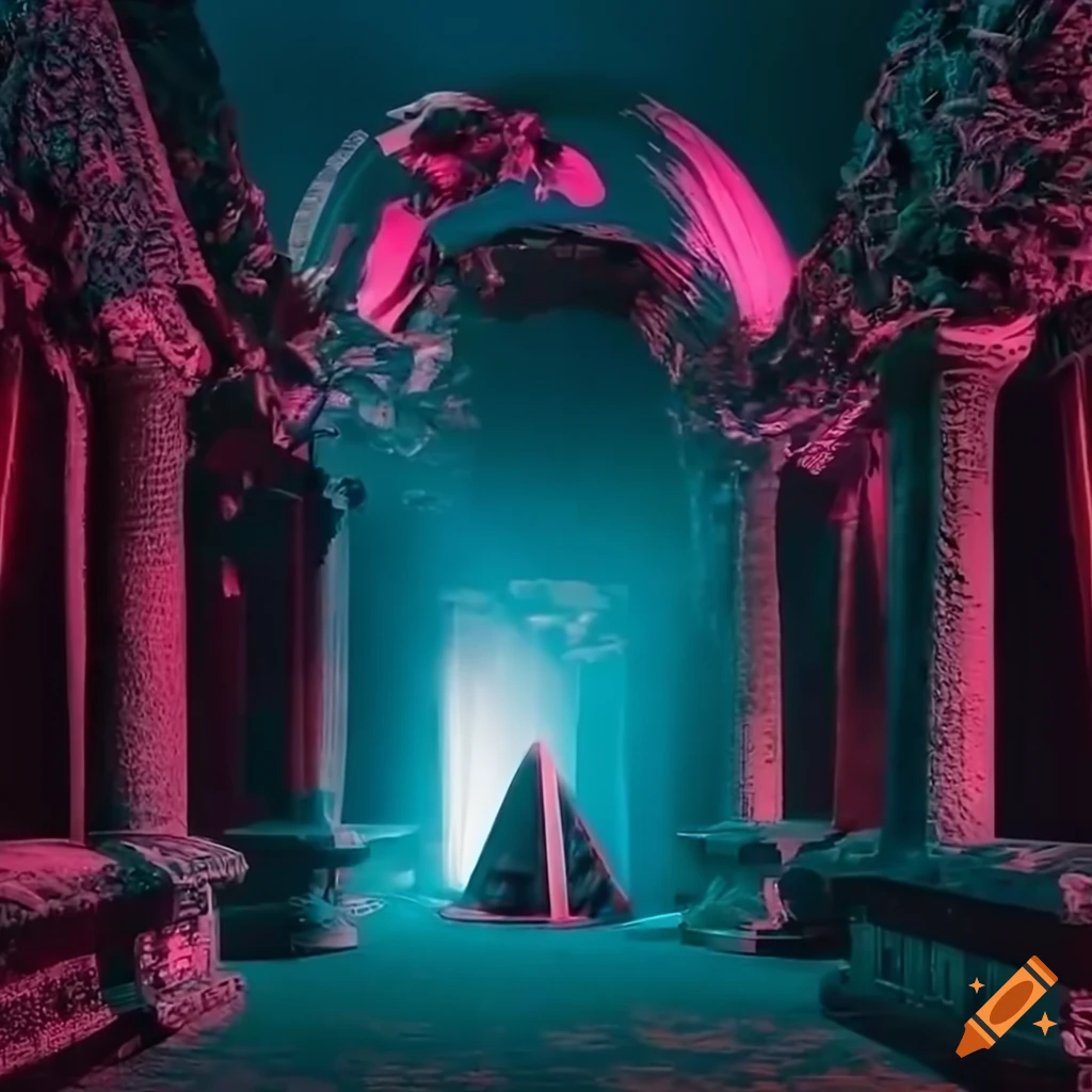 Uncanny valley retrowave horror artwork on Craiyon