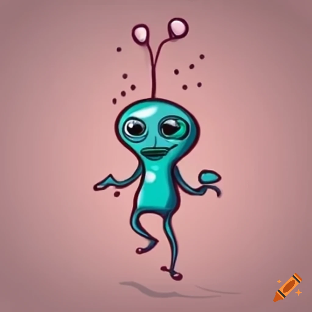 Cartoon bacteria alien in a stylish outfit on Craiyon