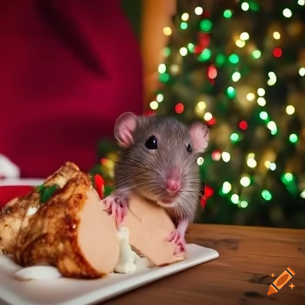 Rats celebrating christmas feast on Craiyon