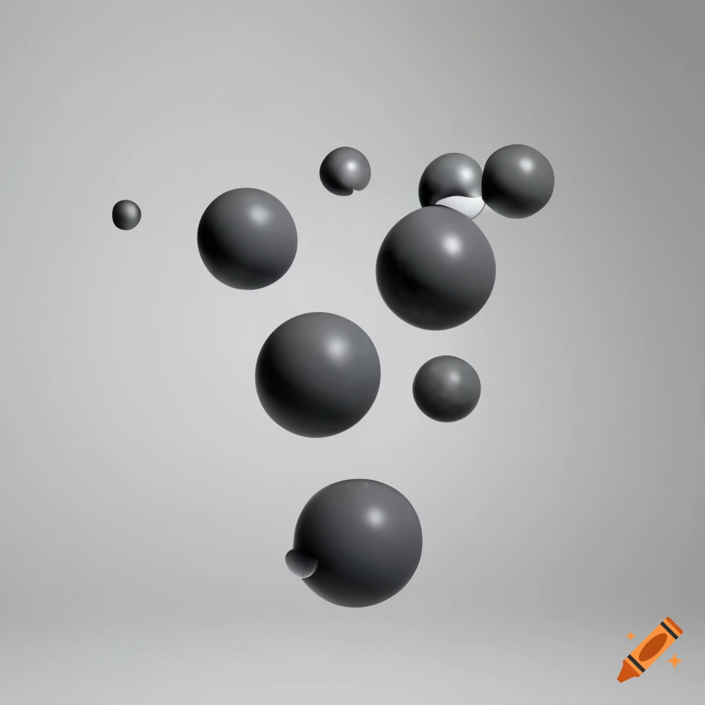 Floating gray spheres on white background