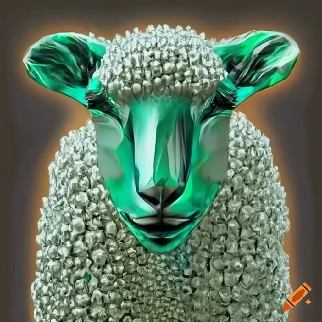Sculpture of an emerald biblical lamb on Craiyon