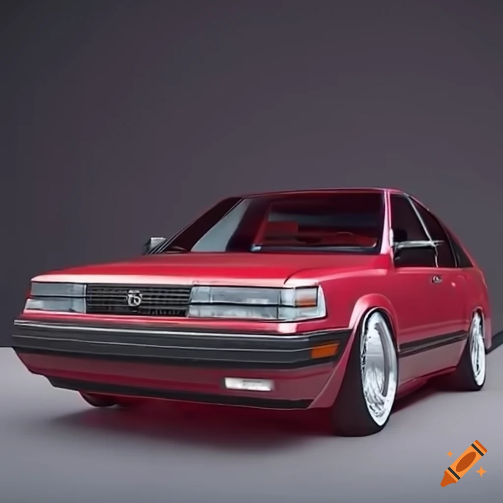 3d render of a lowered 1988 toyota camry with custom rims
