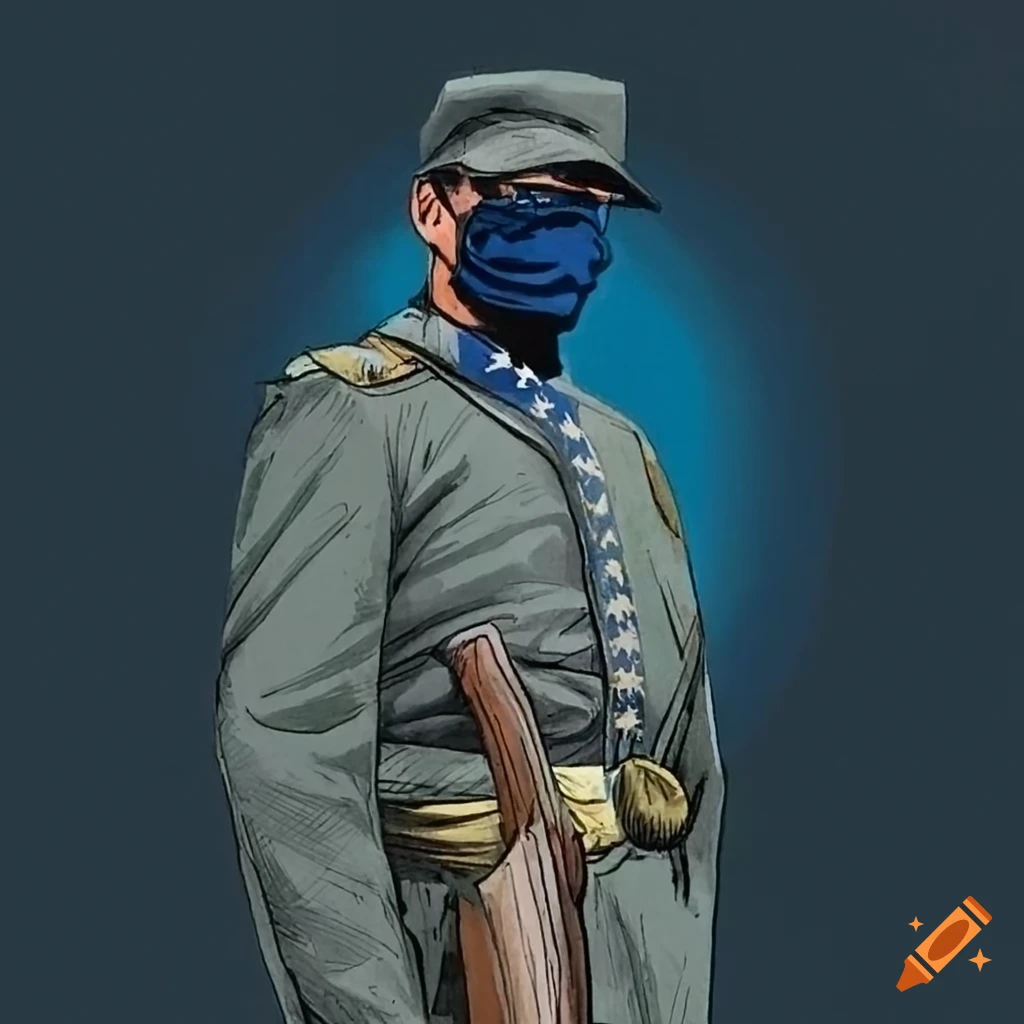 Sketch of a confederate soldier with rifle on Craiyon