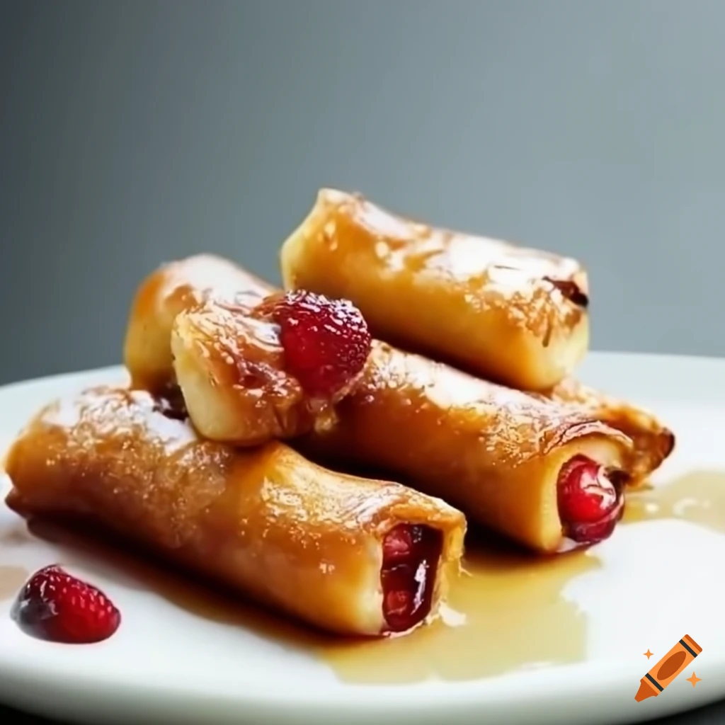 Delicious turon with fruity filling and condensed drizzle on Craiyon