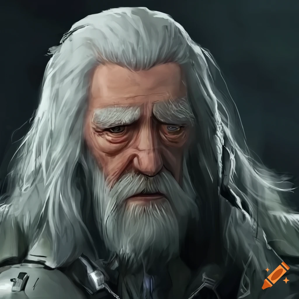 Gandalf cosplaying as jetstream sam from metal gear rising on Craiyon