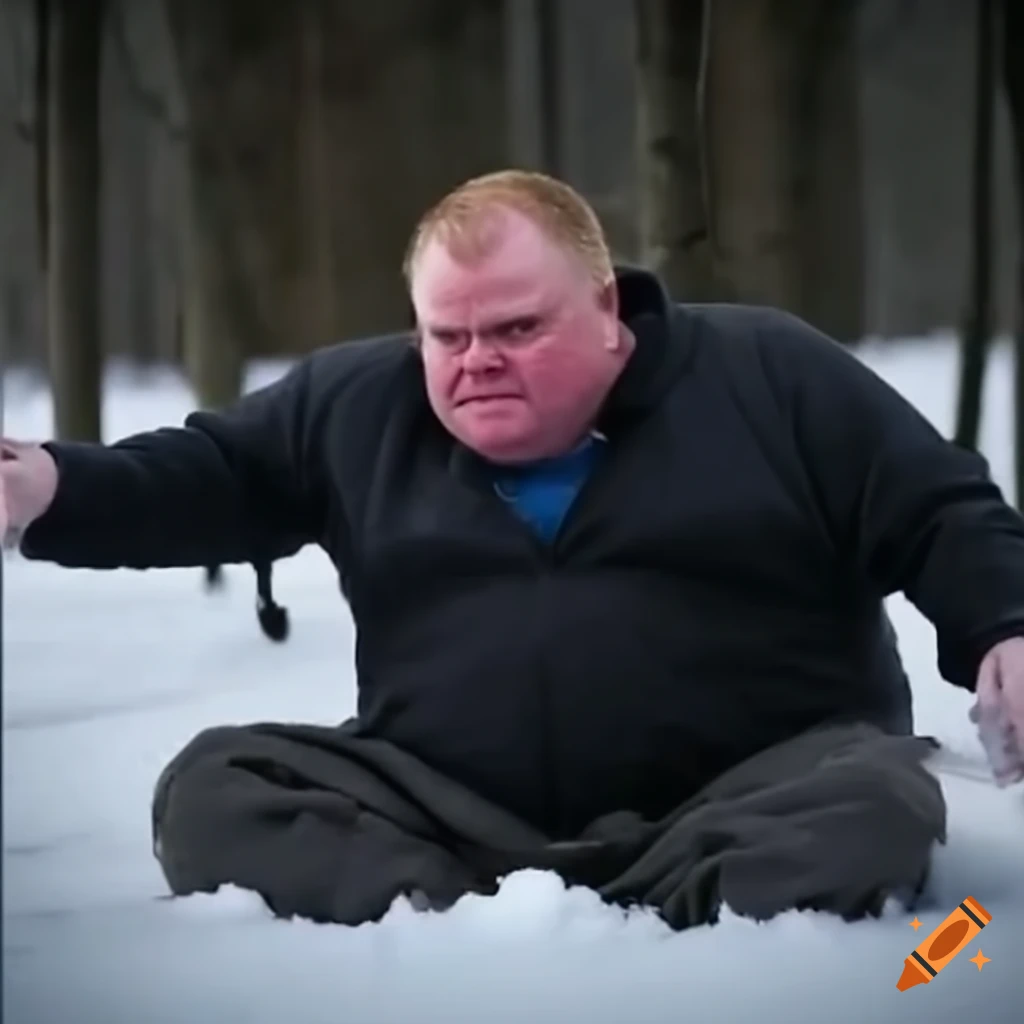Satirical image of rob ford eating snowballs