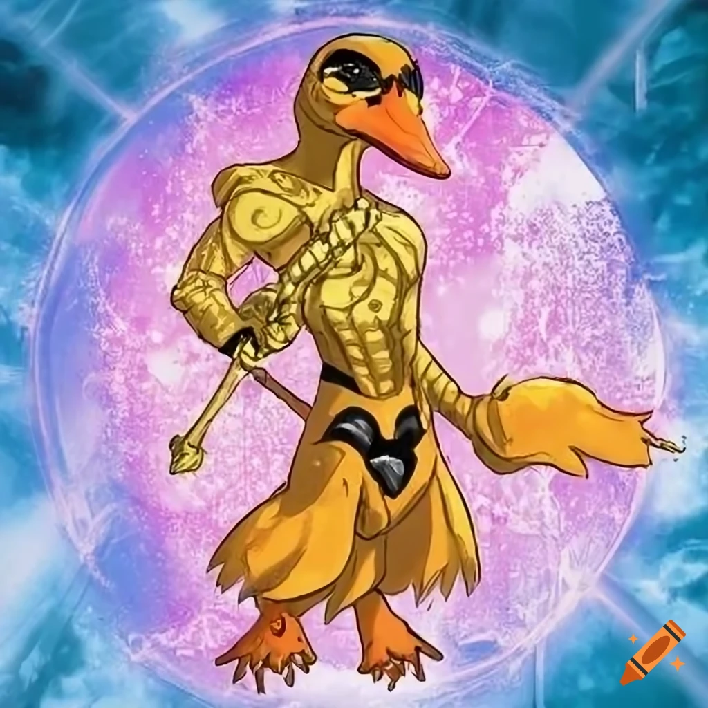Anime art of a humanoid duck warrior on Craiyon