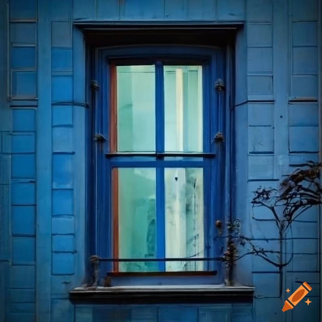 Front view of a blue haussmannien window