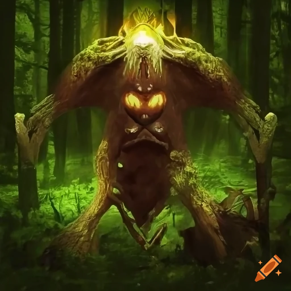 Artwork of a finnish forest spirit with cosmic creatures