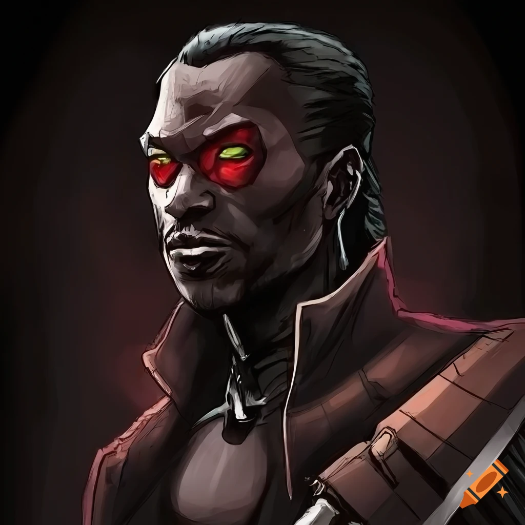 Digital artwork of Marvel's Blade on Craiyon