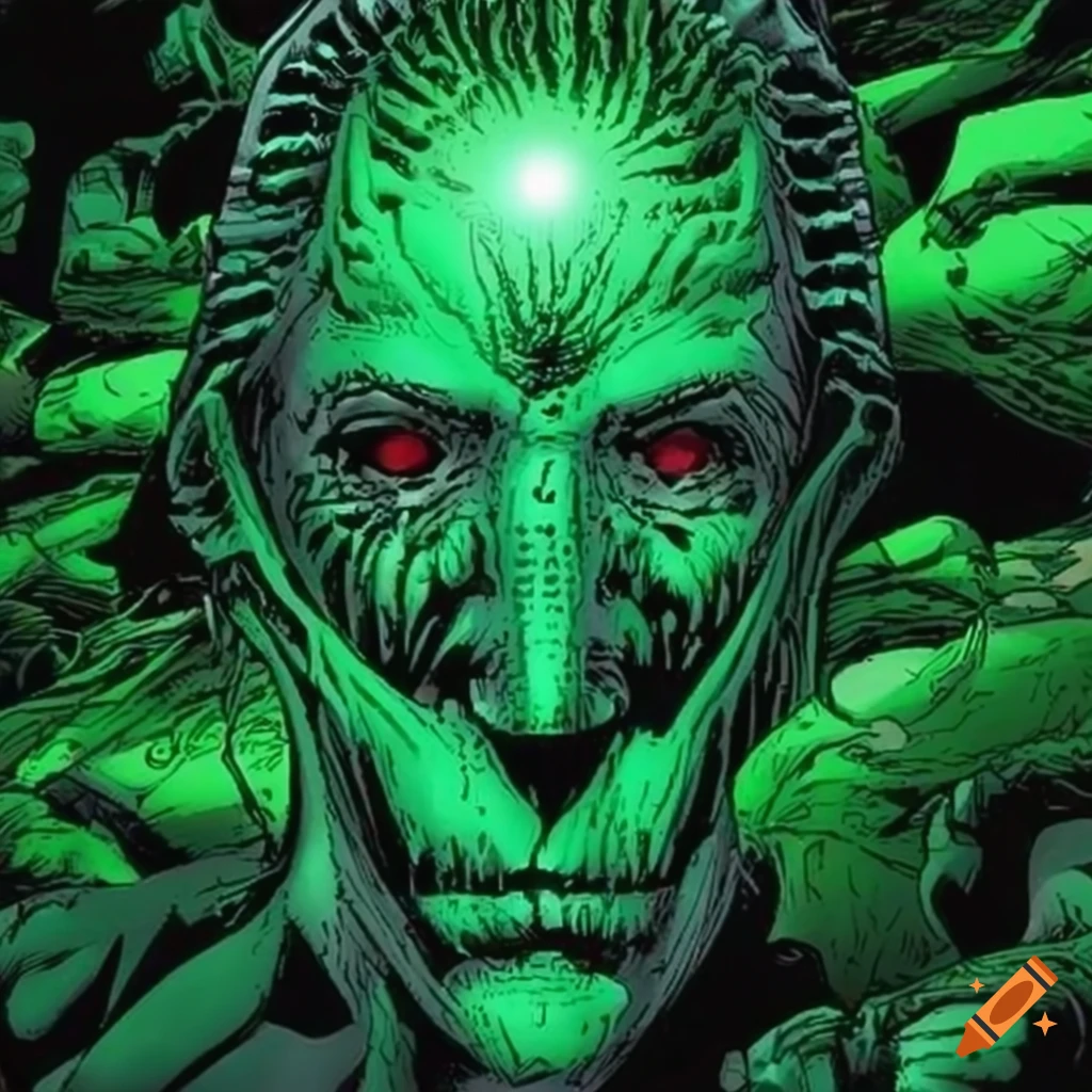 Green sci-fi comic illustration on Craiyon