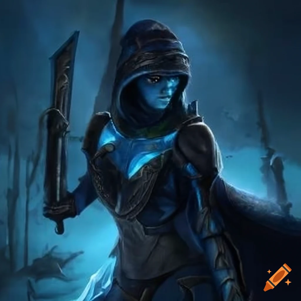 Image of a mysterious blue warrior