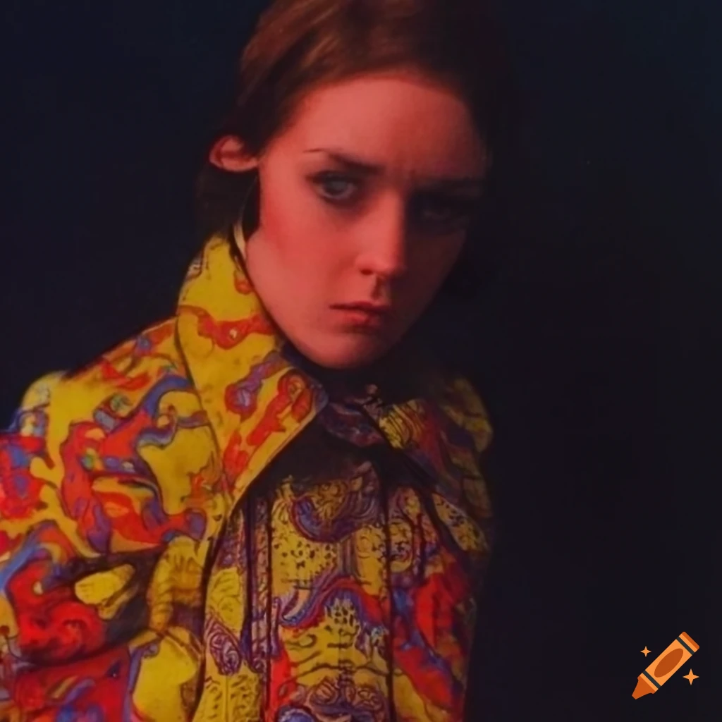 Vintage close-up polaroid portrait with colorful retro attire on Craiyon