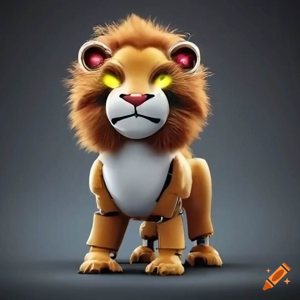 Fluffy cute lion robot