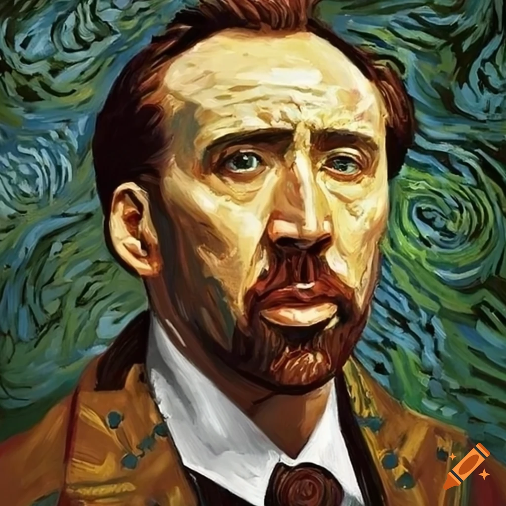 Van gogh style portrait of nicolas cage on Craiyon