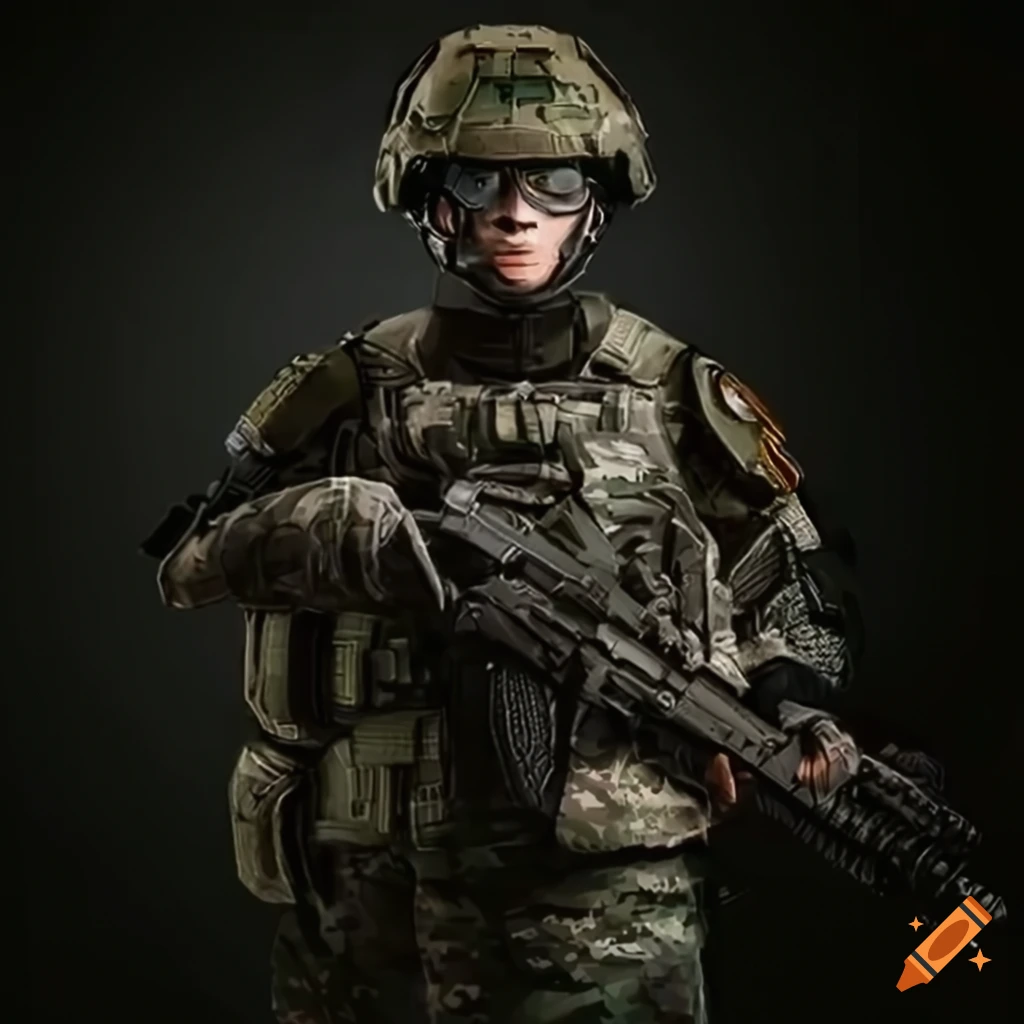Realistic anime portrayal of an army ranger