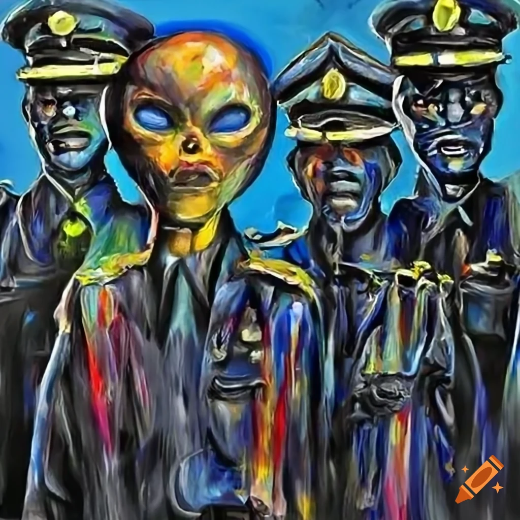 Police lineup with an alien suspect