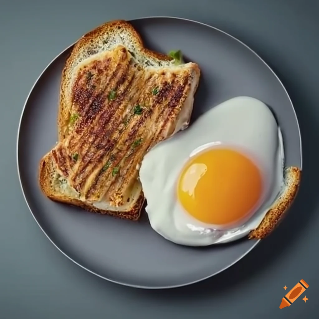 Baked fish fillet and egg on toast