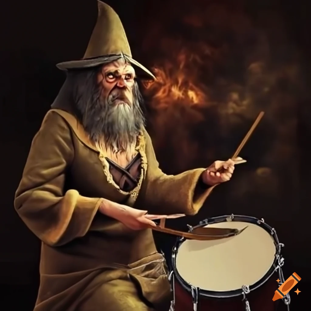 Wizard playing the drums