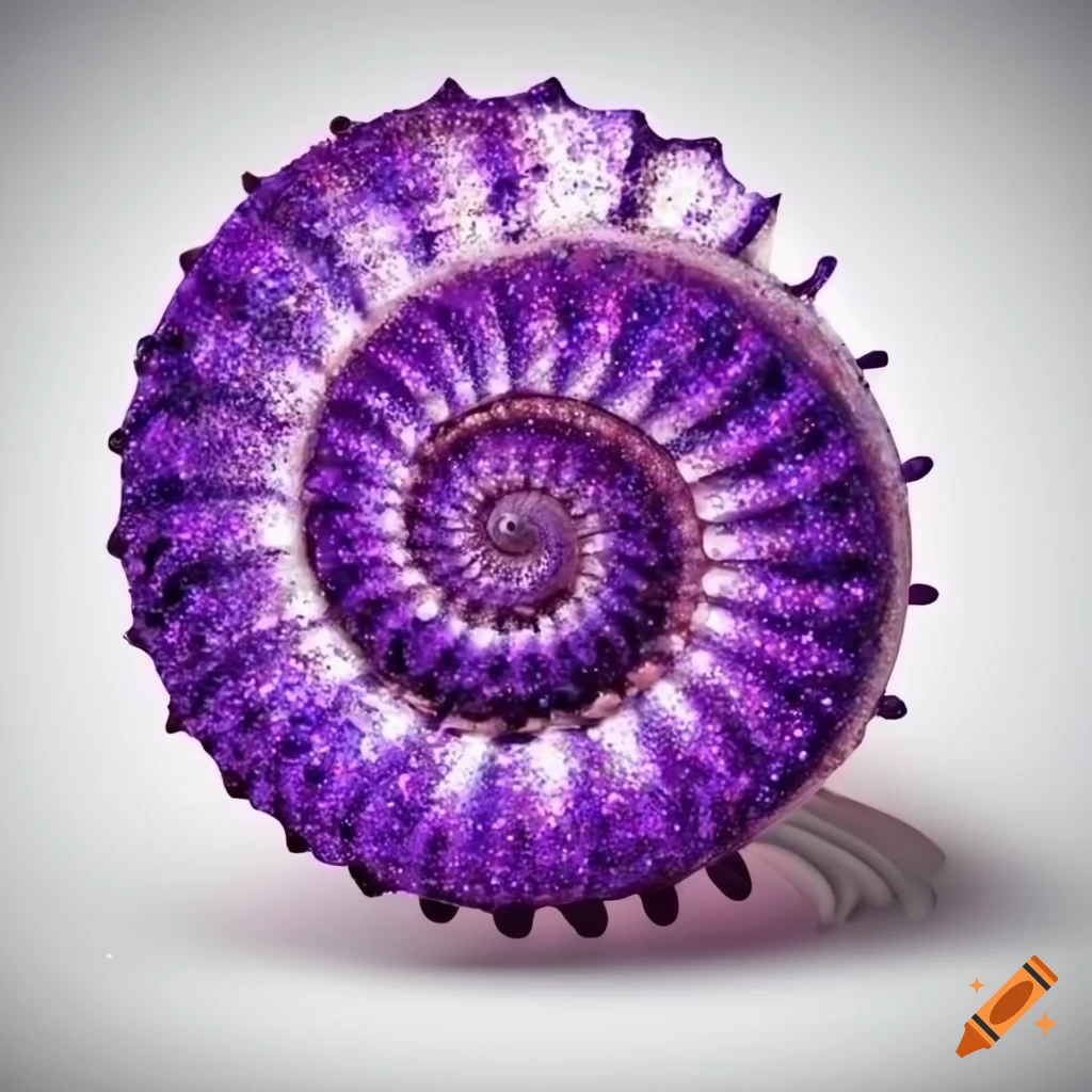 Purple glitter seashell on white background