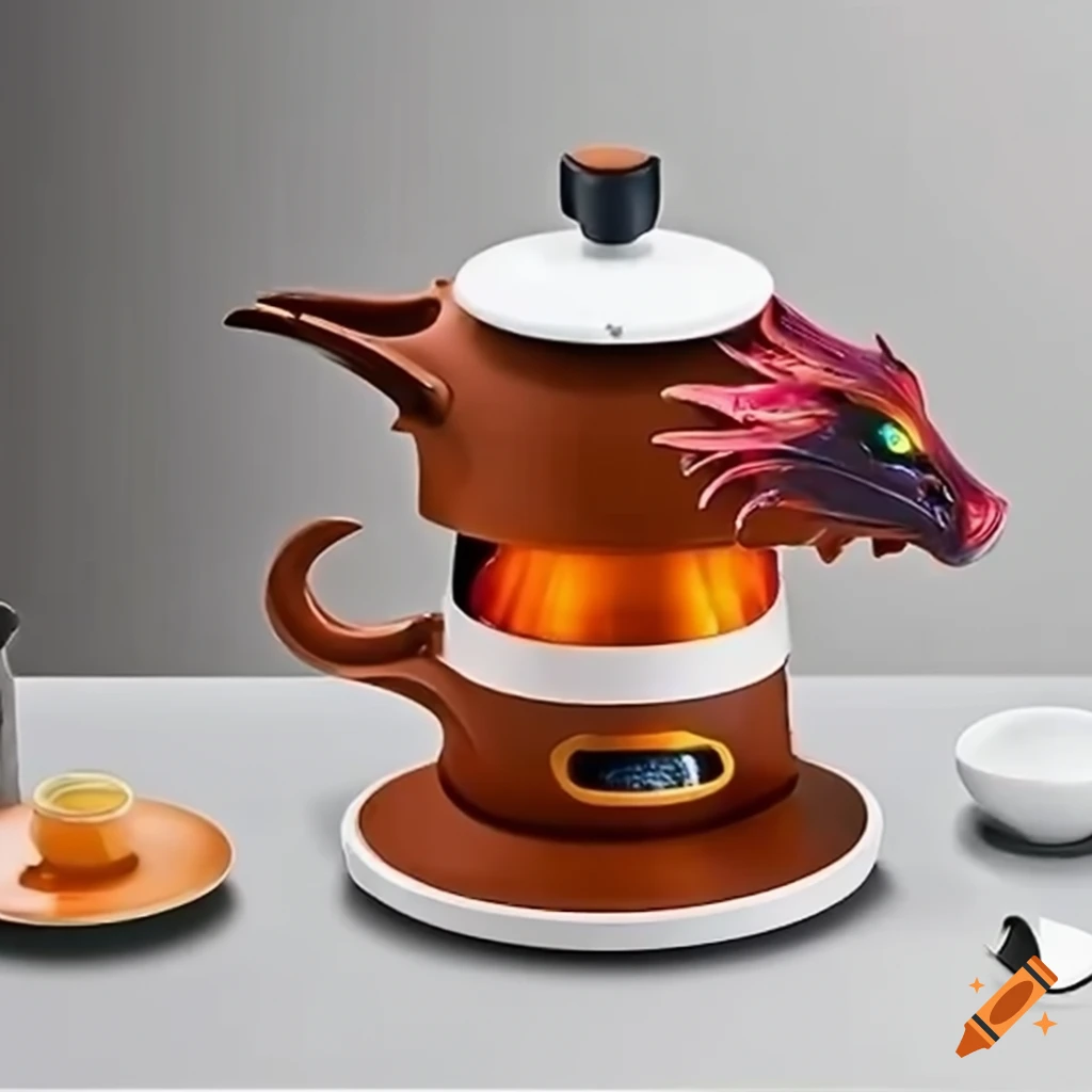 Smart tea robot shaped like a dragon teapot on Craiyon