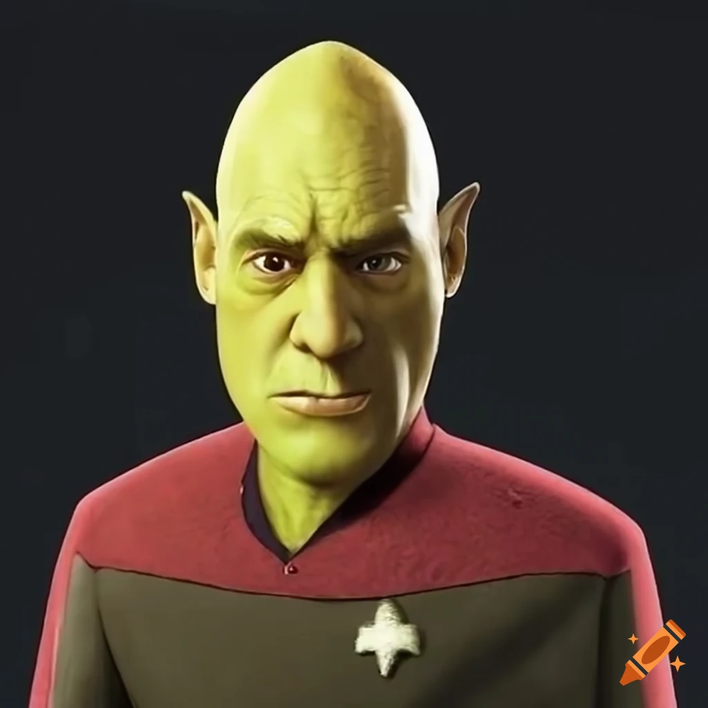 Shrek and captain picard mashup artwork