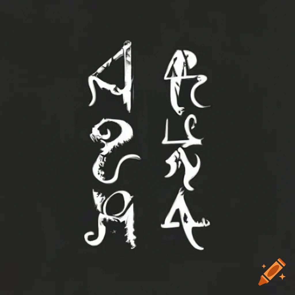 Poster with occult magickal alphabet symbols