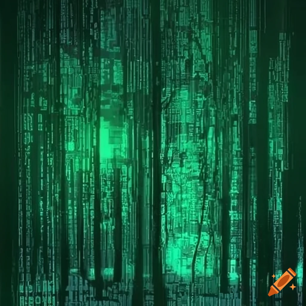 Abstract green lines of code on Craiyon