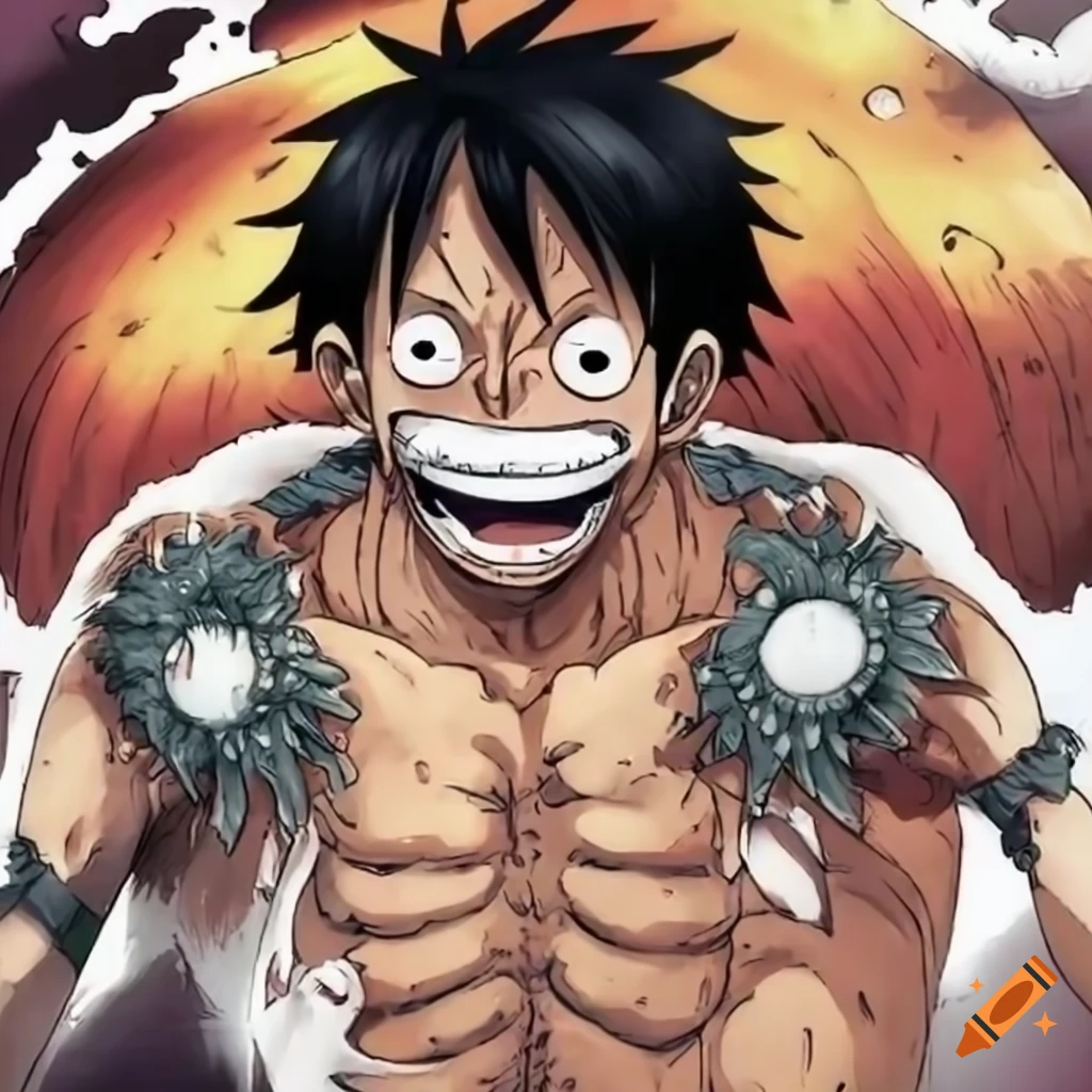 Illustration of luffy fighting a sea monster