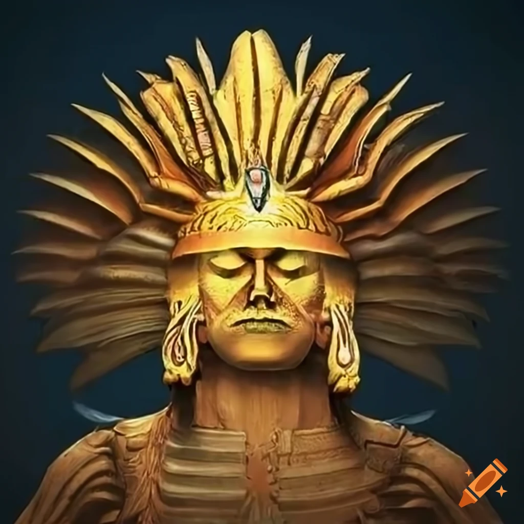 Golden inca god in the sea