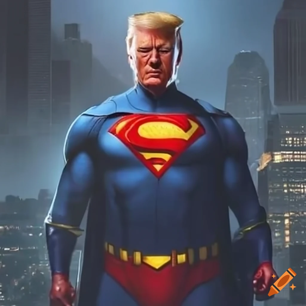Super hero donald trump saving city