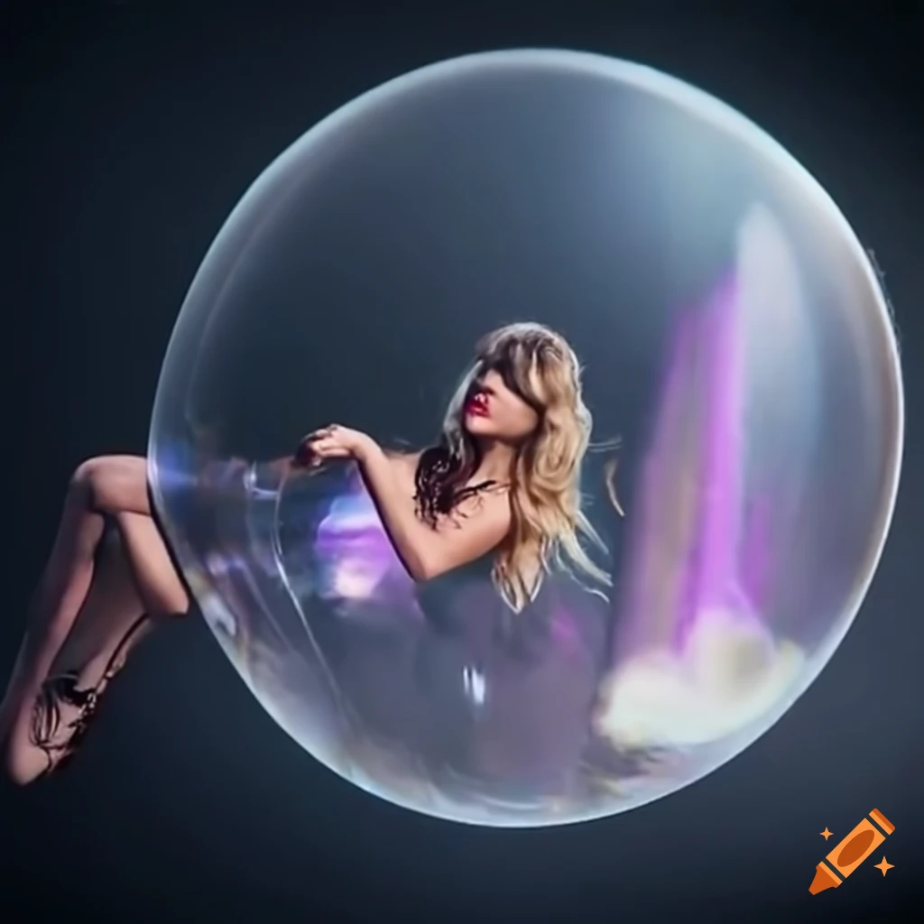 Taylor swift floating in a bubble